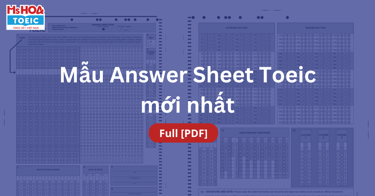 Mẫu Answer Sheet Toeic mới nhất Full [PDF] | Anhngumshoa.com