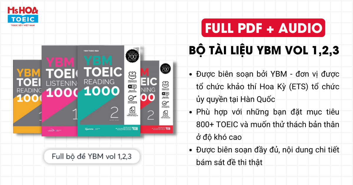 Tải ngay FULL bộ YBM TOEIC vol 1,2,3 [Ebook + Video] | Anhngumshoa.com