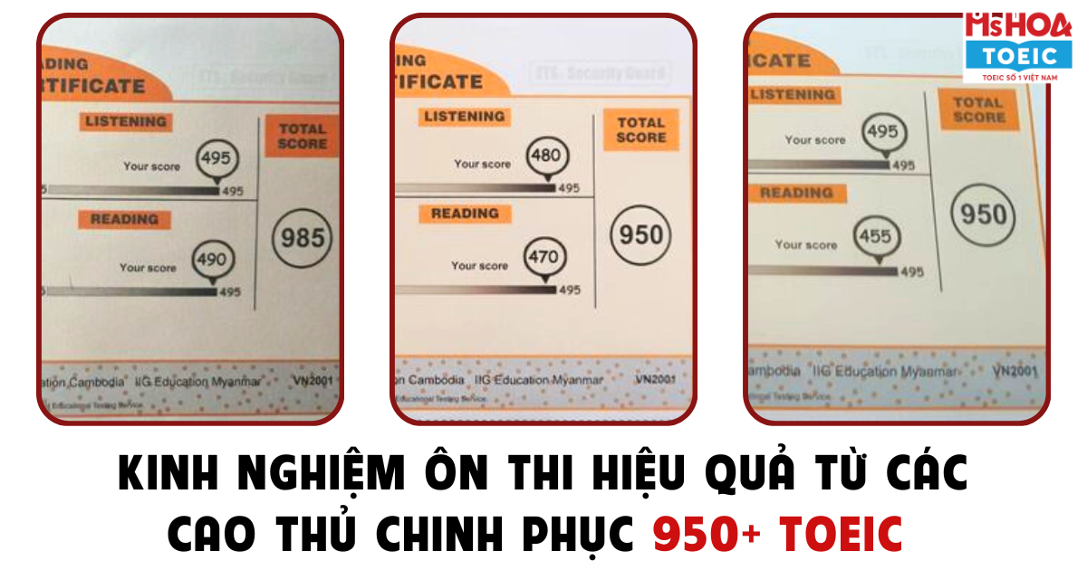 KINH NGHIỆM ÔN THI CHI TIẾT TỪ CÁC CAO THỦ ĐẠT 950+ TOEIC | Anhngumshoa.com