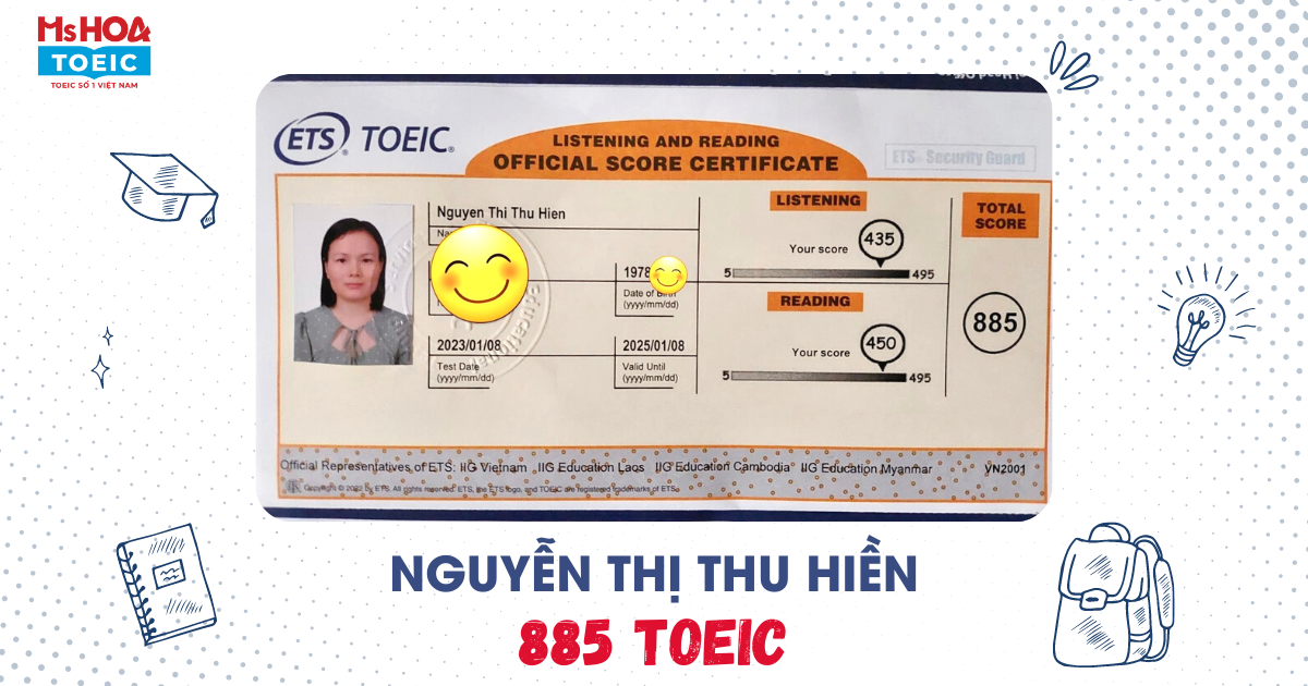 HỌC VIÊN U50 CHIA SẺ HÀNH TRÌNH CHINH PHỤC 885 TOEIC | Anhngumshoa.com